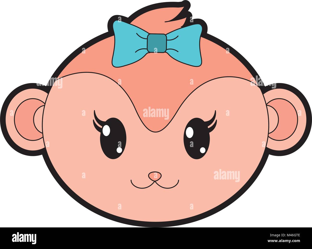 full color female monkey head cute animal Stock Vector Image & Art - Alamy