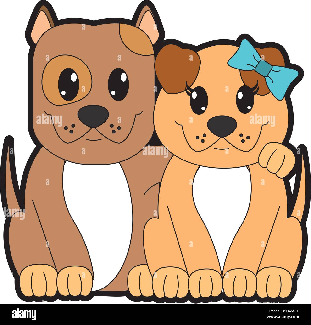 full color couple dog cute animal together Stock Vector Image & Art - Alamy