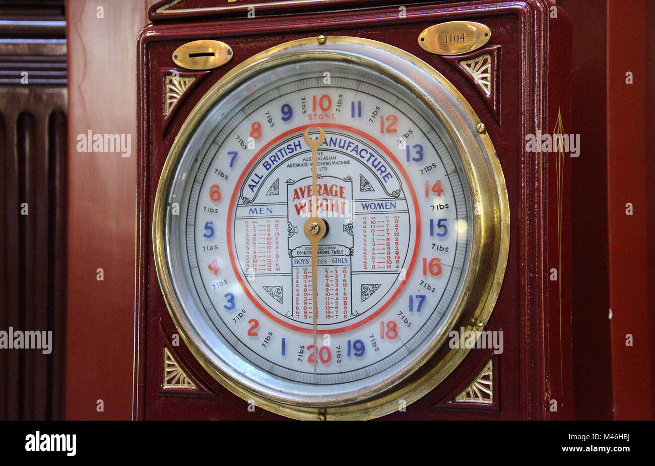 Historic weighing scale at The Block shopping arcade in Melbourne Stock ...