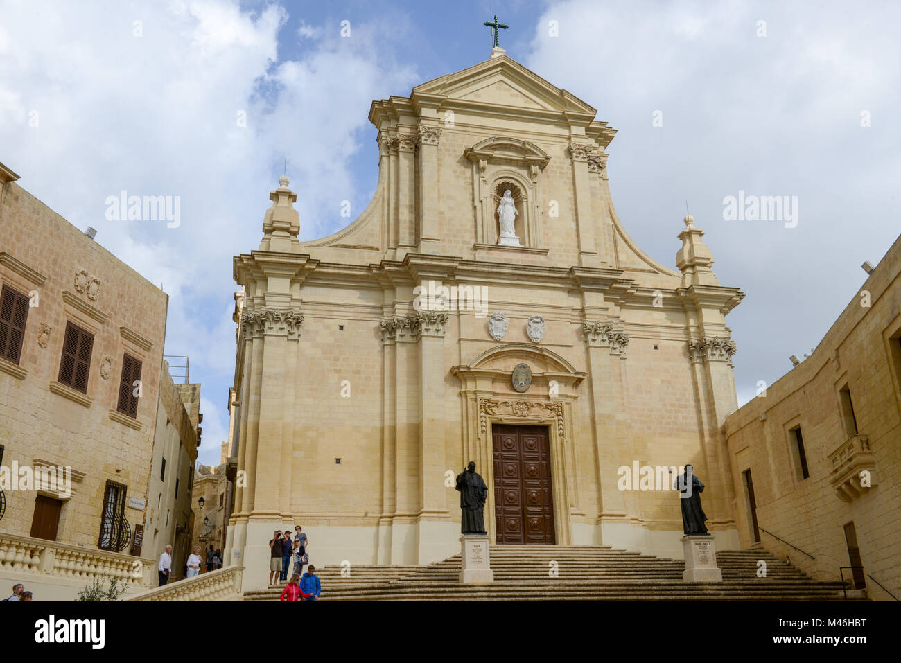Victoria, Malta - 30 October 2017: people walking in front of the ...