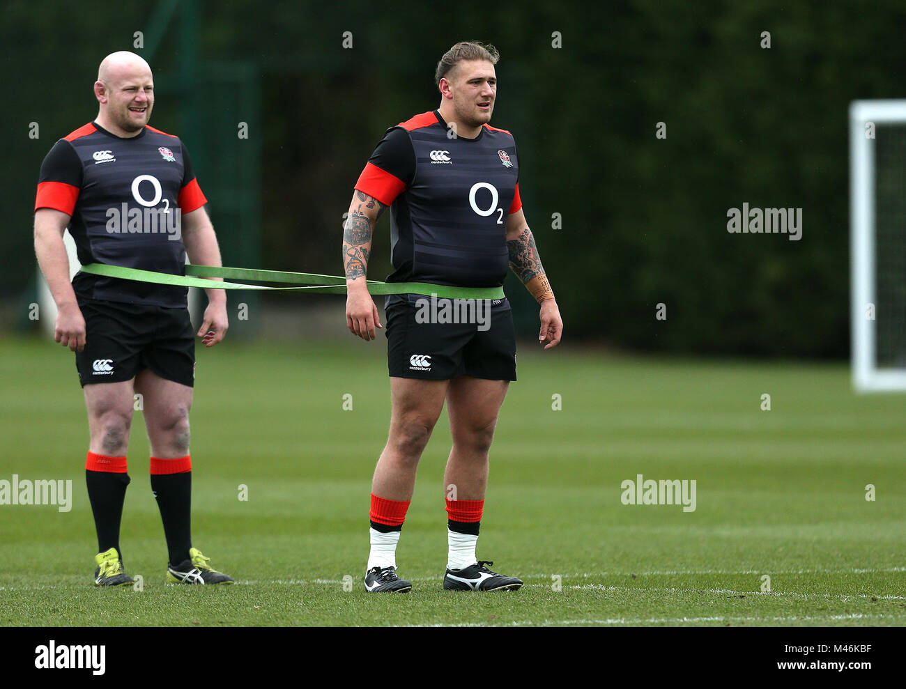 England's Harry Williams (right) during the training session at Latymer ...
