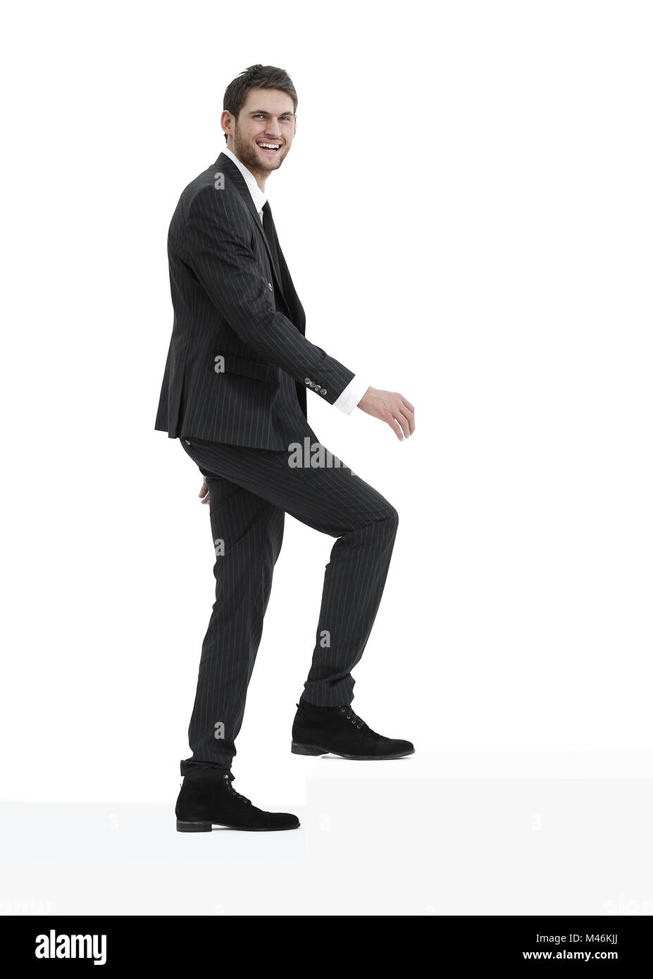 full growth.businessman taking a step forward.isolated on white Stock ...