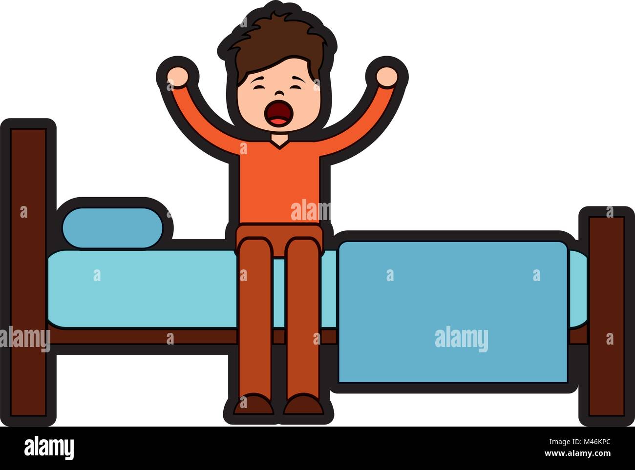 child boy sleeping in their room icon image Stock Vector Image & Art ...