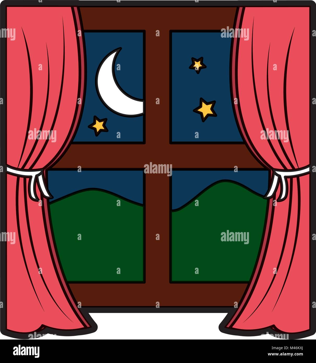 window with curtains nighttime icon image Stock Vector Image & Art - Alamy