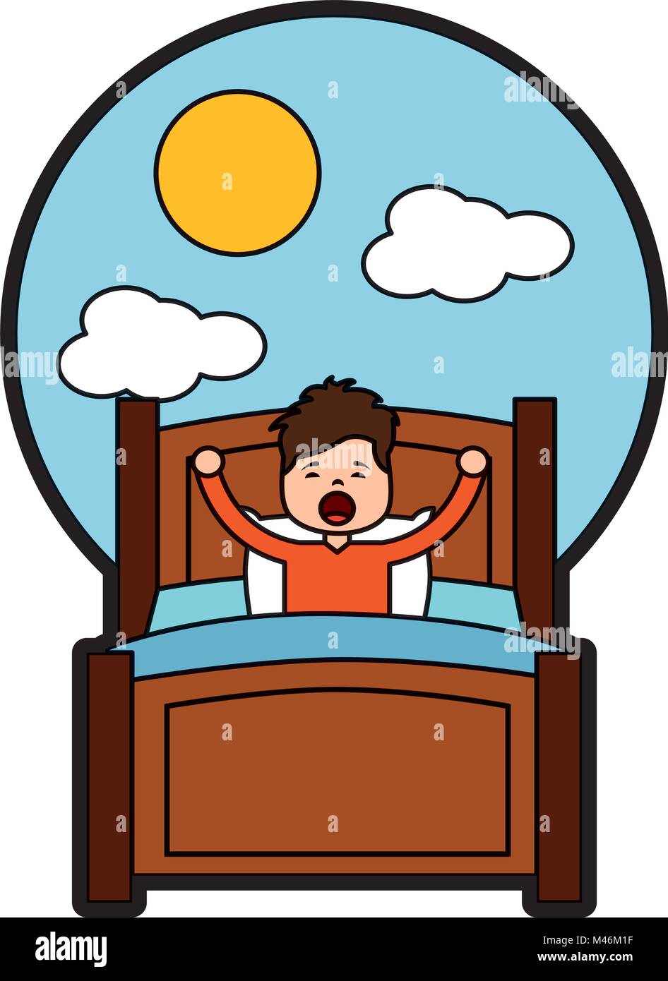 child boy sleeping in their room icon image Stock Vector Image & Art ...