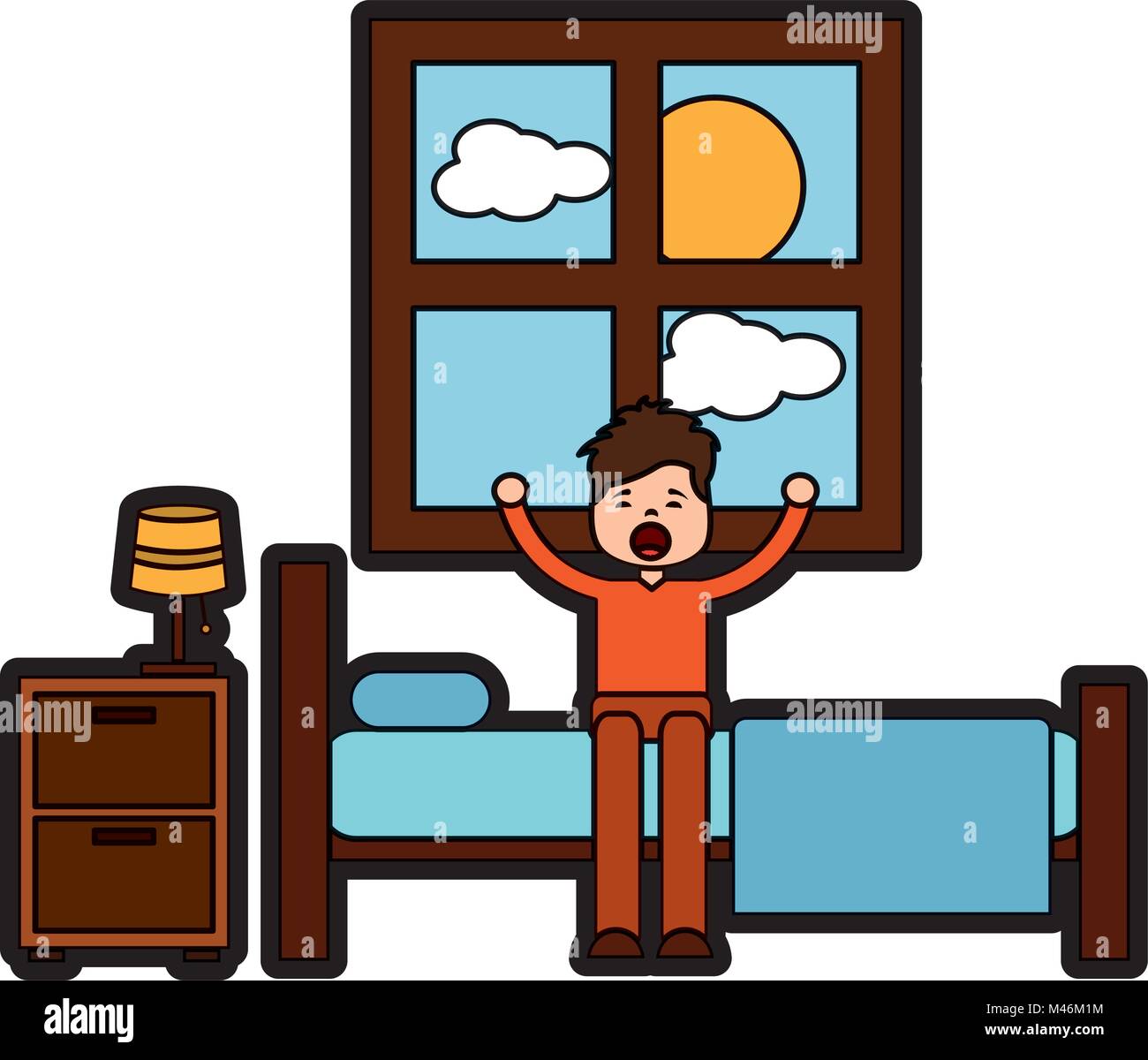 child boy sleeping in their room icon image Stock Vector Image & Art ...
