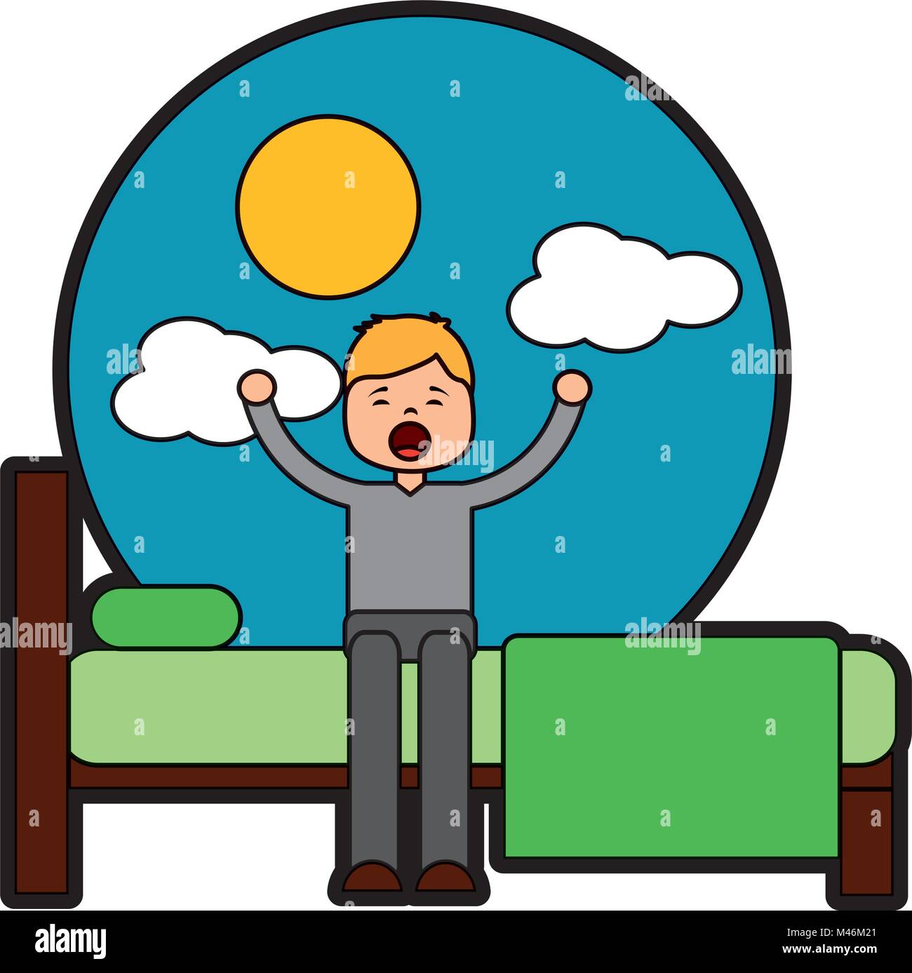 child boy sleeping in their room icon image Stock Vector Image & Art ...