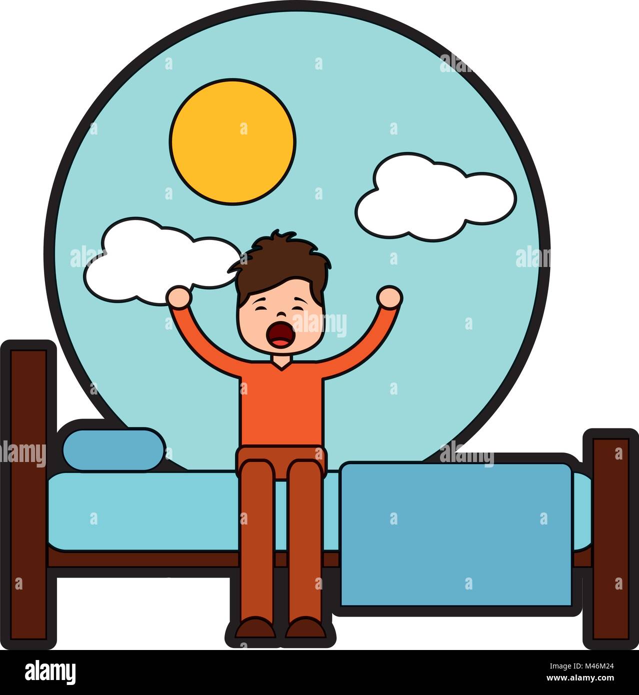 child boy sleeping in their room icon image Stock Vector Image & Art ...