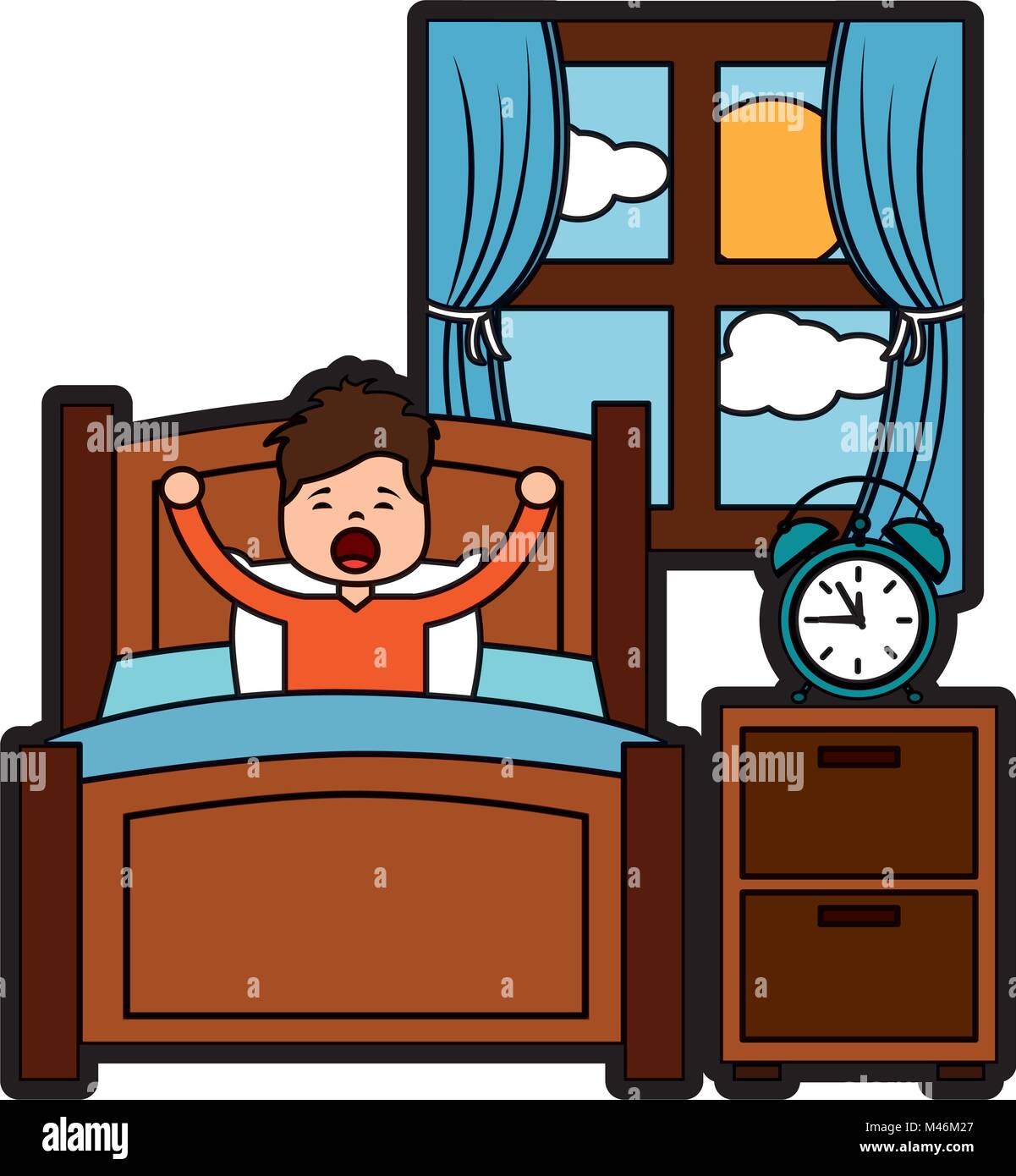 child boy sleeping in their room icon image Stock Vector Image & Art ...