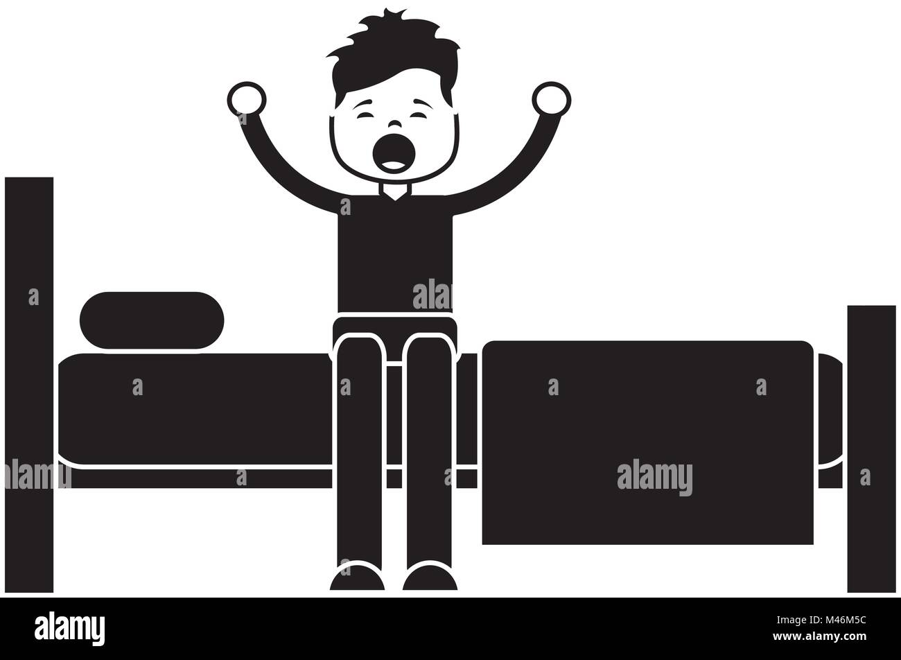 child boy sleeping in their room icon image Stock Vector Image & Art ...