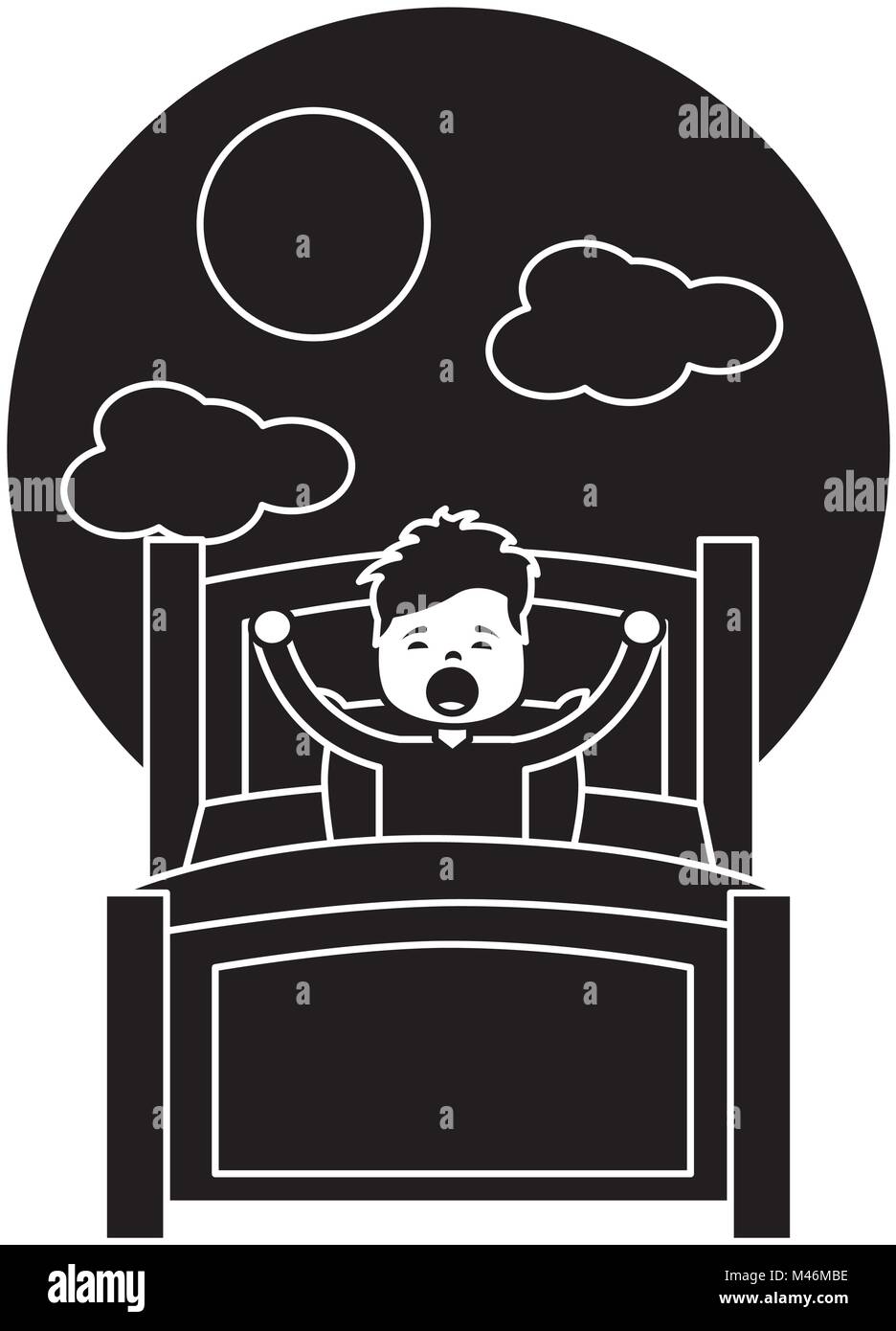 child boy sleeping in their room icon image Stock Vector Image & Art ...