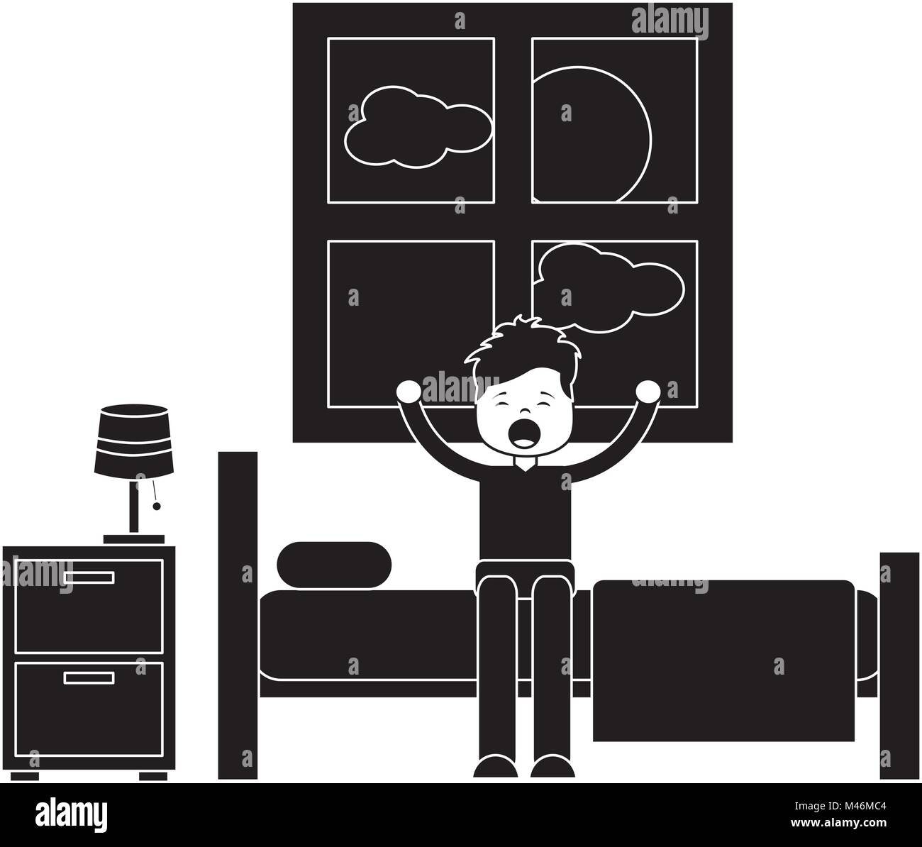 child boy sleeping in their room icon image Stock Vector Image & Art ...