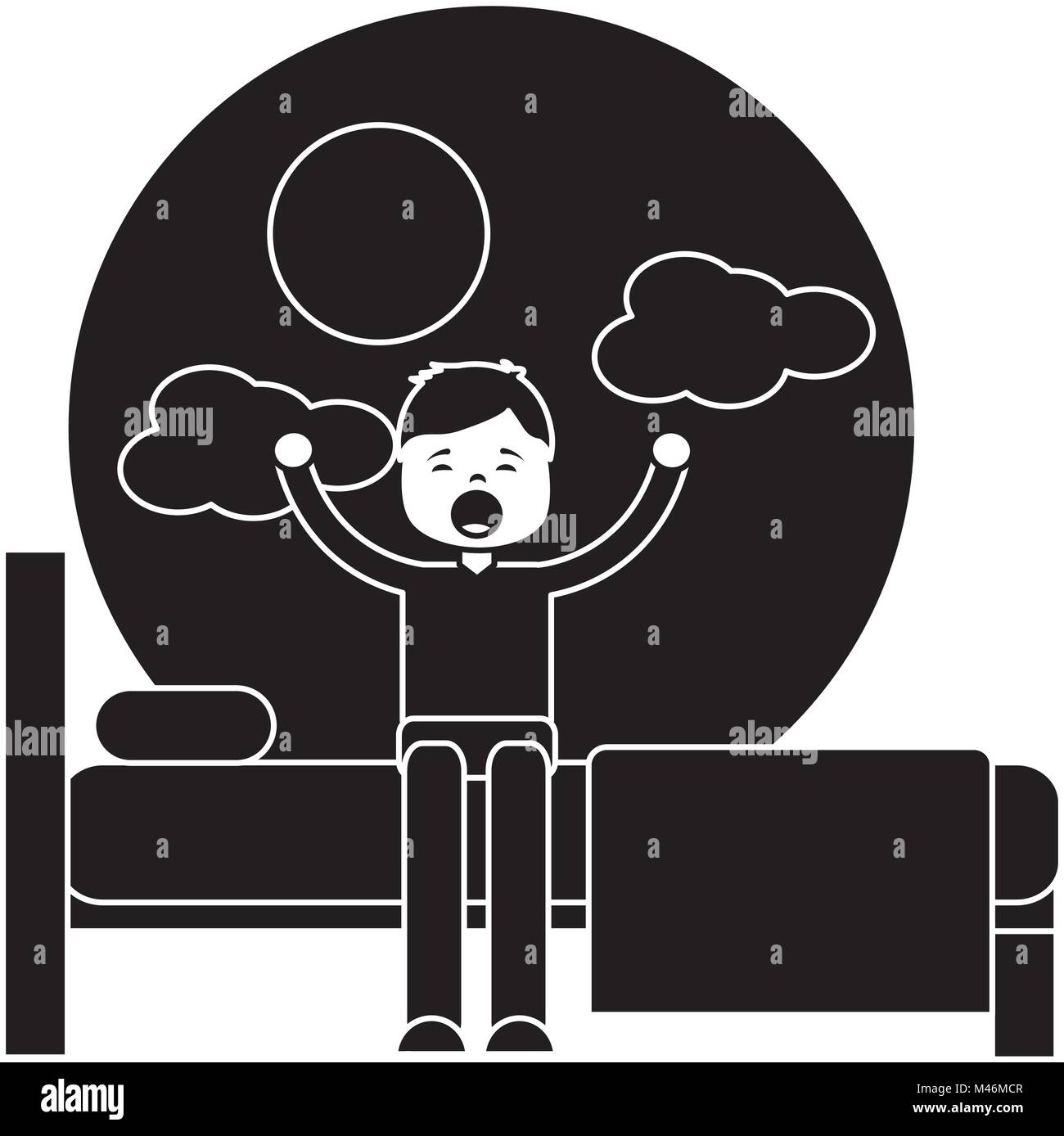 child boy sleeping in their room icon image Stock Vector Image & Art ...