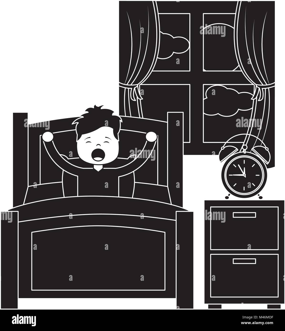child boy sleeping in their room icon image Stock Vector Image & Art ...
