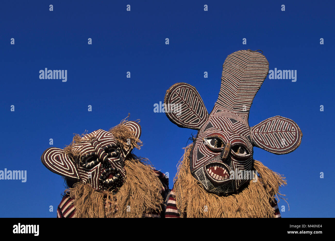 Zimbabwe. Near Victoria Falls. Dancers with traditional masks Stock ...