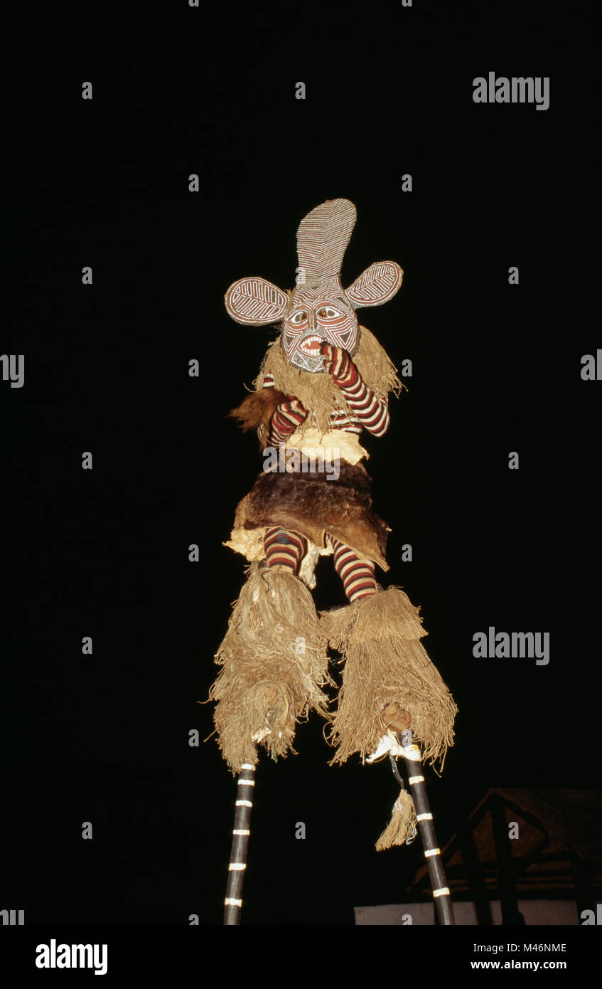 Zimbabwe. Near Victoria Falls. Dancers with traditional masks Stock ...