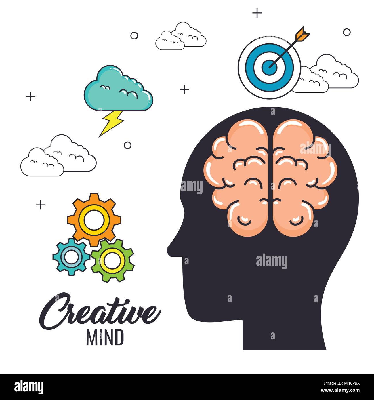 Creative human brain side profile Cut Out Stock Images & Pictures - Alamy