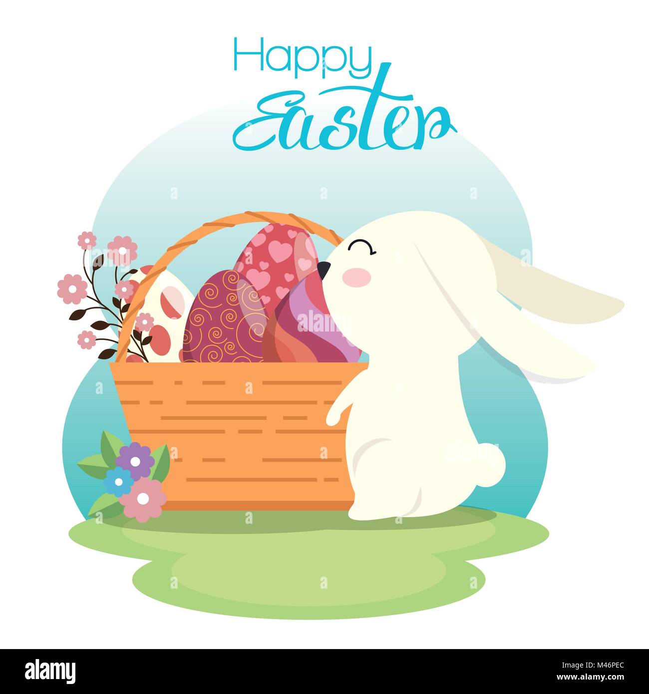 eggs painted and rabbit easter celebration Stock Vector Image & Art - Alamy