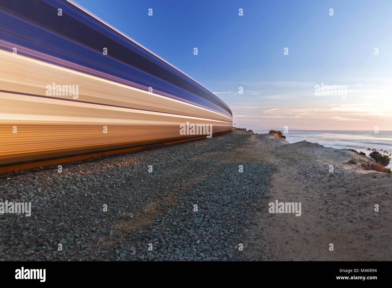 High Speed Blurred Bullet Coaster Commuter Train Motion, Del Mar ...