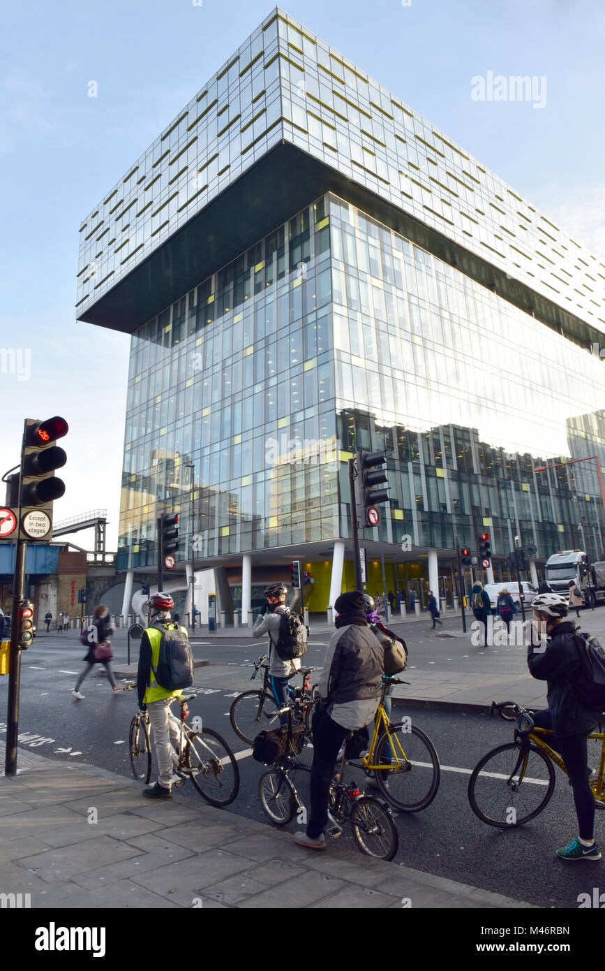 cyclists in central london stopped at a red light on the cycle super ...