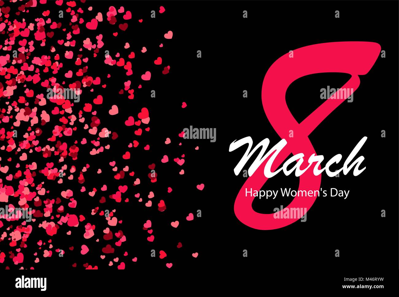 Postcard to the 8th of March (Women's Day). Red digit eight, greeting ...
