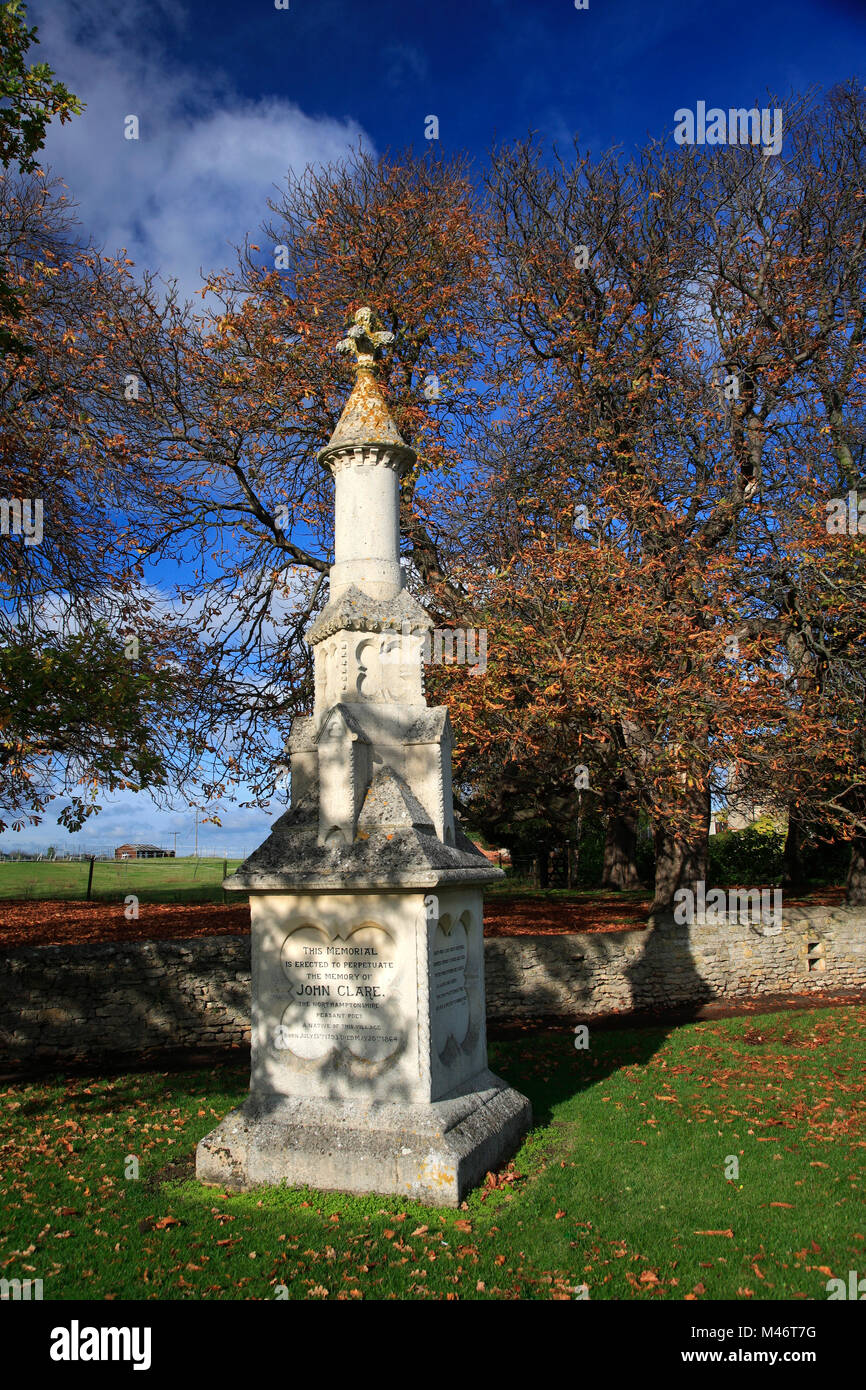 Autumn colours, John Clare memorial ( peoples poet ), Helpston village ...