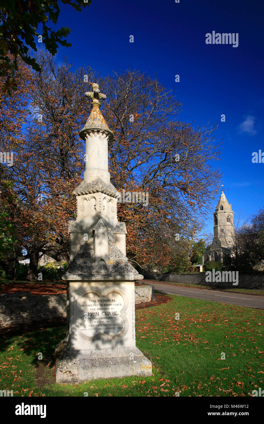 Autumn colours, John Clare memorial ( peoples poet ), Helpston village ...