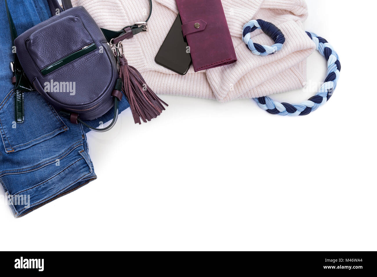 Blue denim backpack hi-res stock photography and images - Alamy