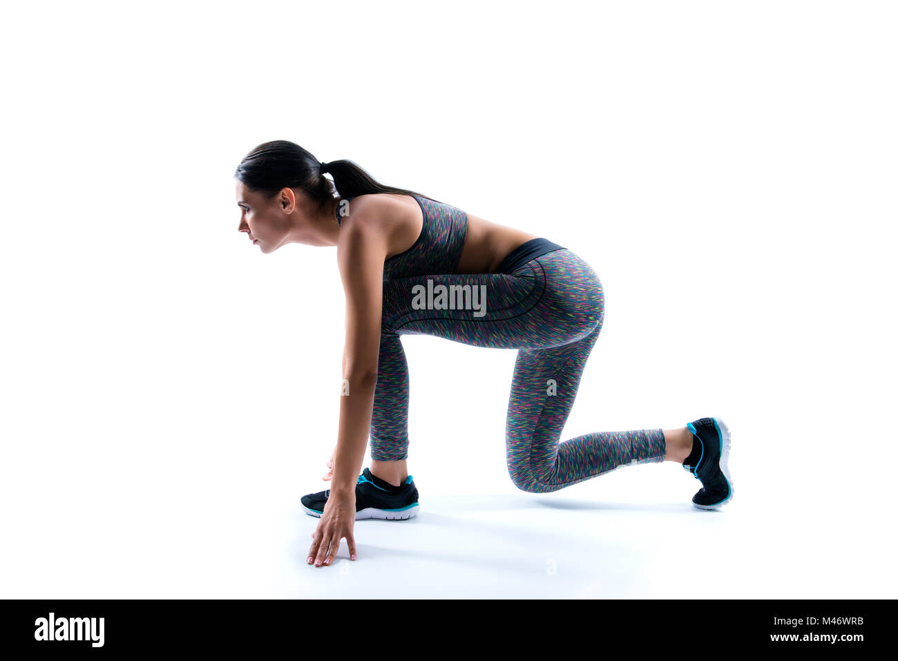 Individual kind of sport. Side profile view photo of concentrated ...