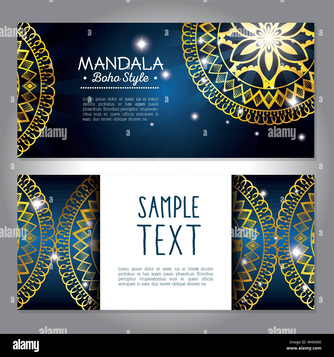 golden mandala boho style flyers vector illustration design Stock ...