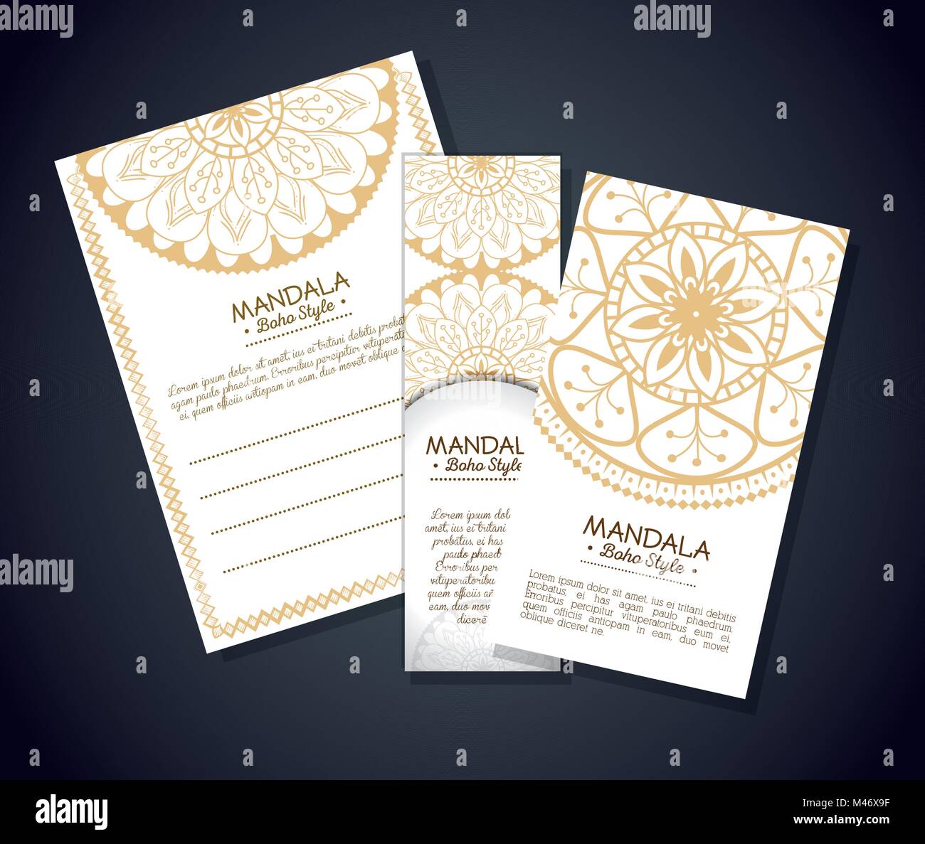 golden mandala boho style flyers vector illustration design Stock ...