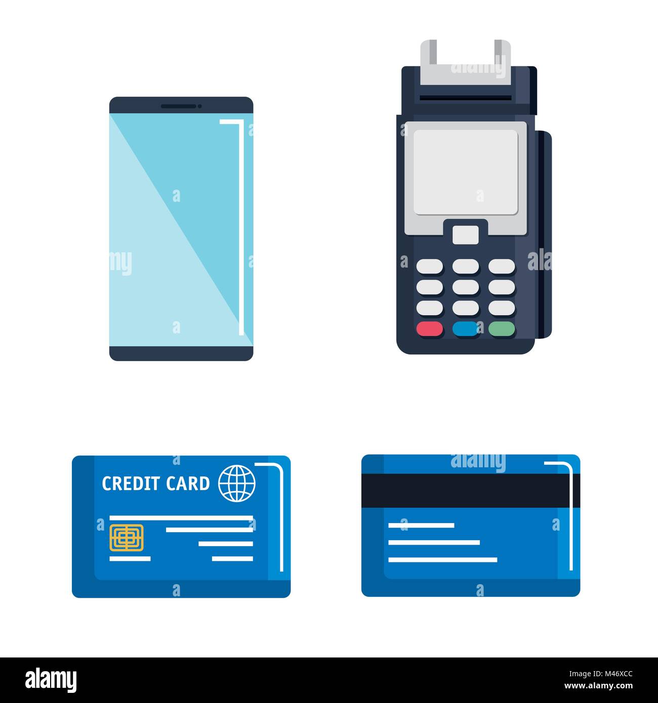 near field communication technology set icons vector illustration ...