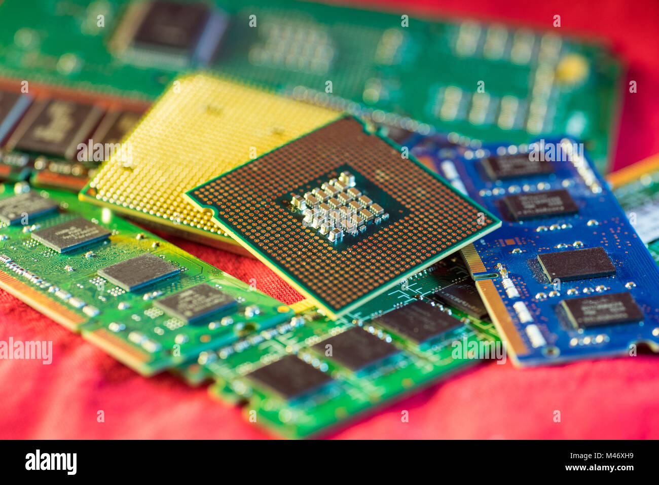 Two different types of CPUs on stacks of memory cards Stock Photo - Alamy