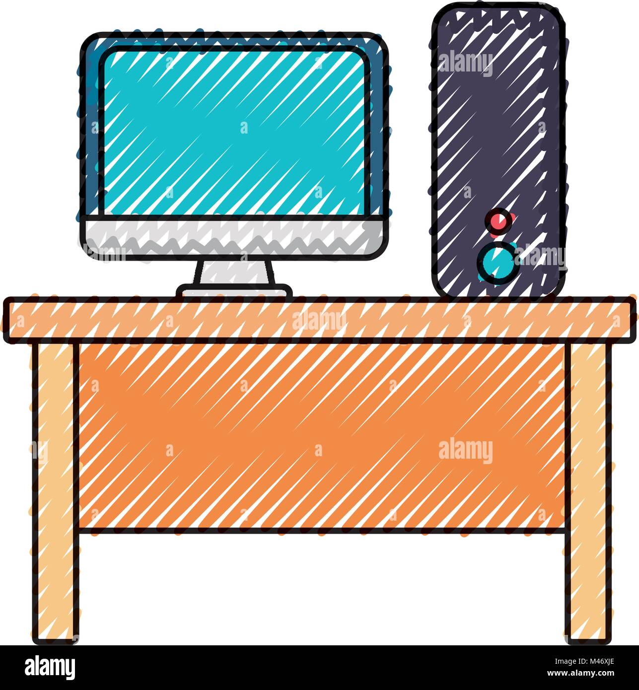 computer on desk design Stock Vector Image & Art - Alamy