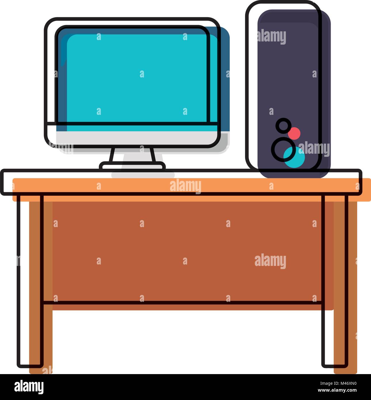 computer on desk design Stock Vector Image & Art - Alamy