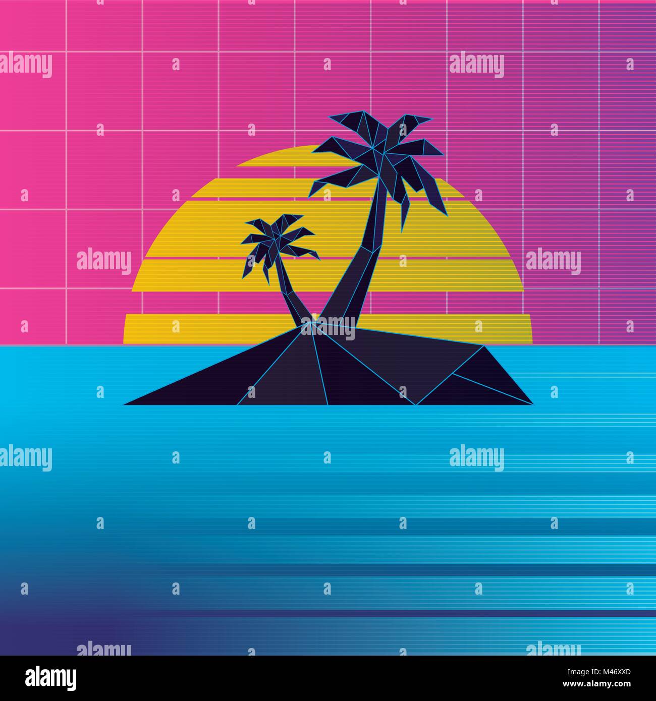 Retrowave sunset island design Stock Vector Image & Art - Alamy