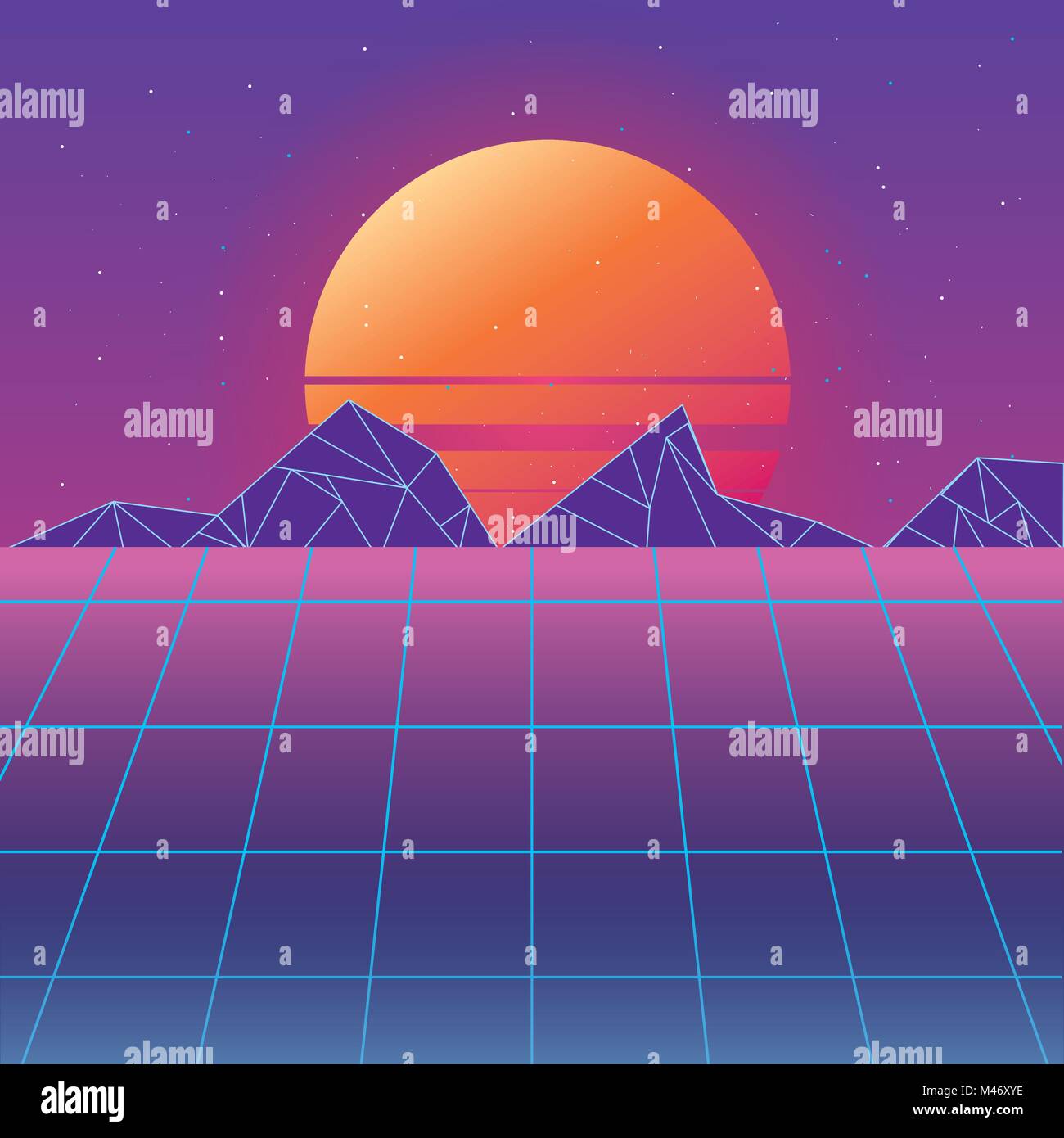 Retro background futuristic landscape design Stock Vector Image & Art ...
