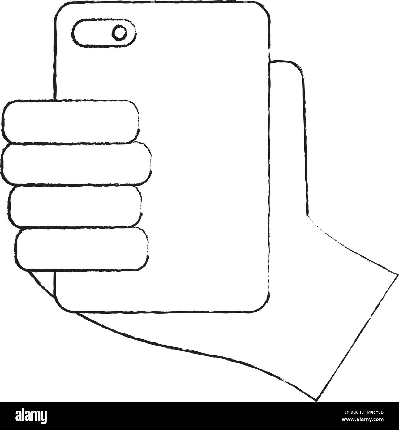 Hand holding phone back Stock Vector Images - Alamy