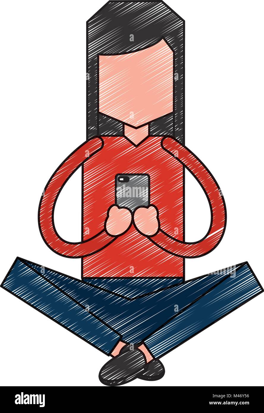 sitting woman using smartphone technology gadget vector illustration ...