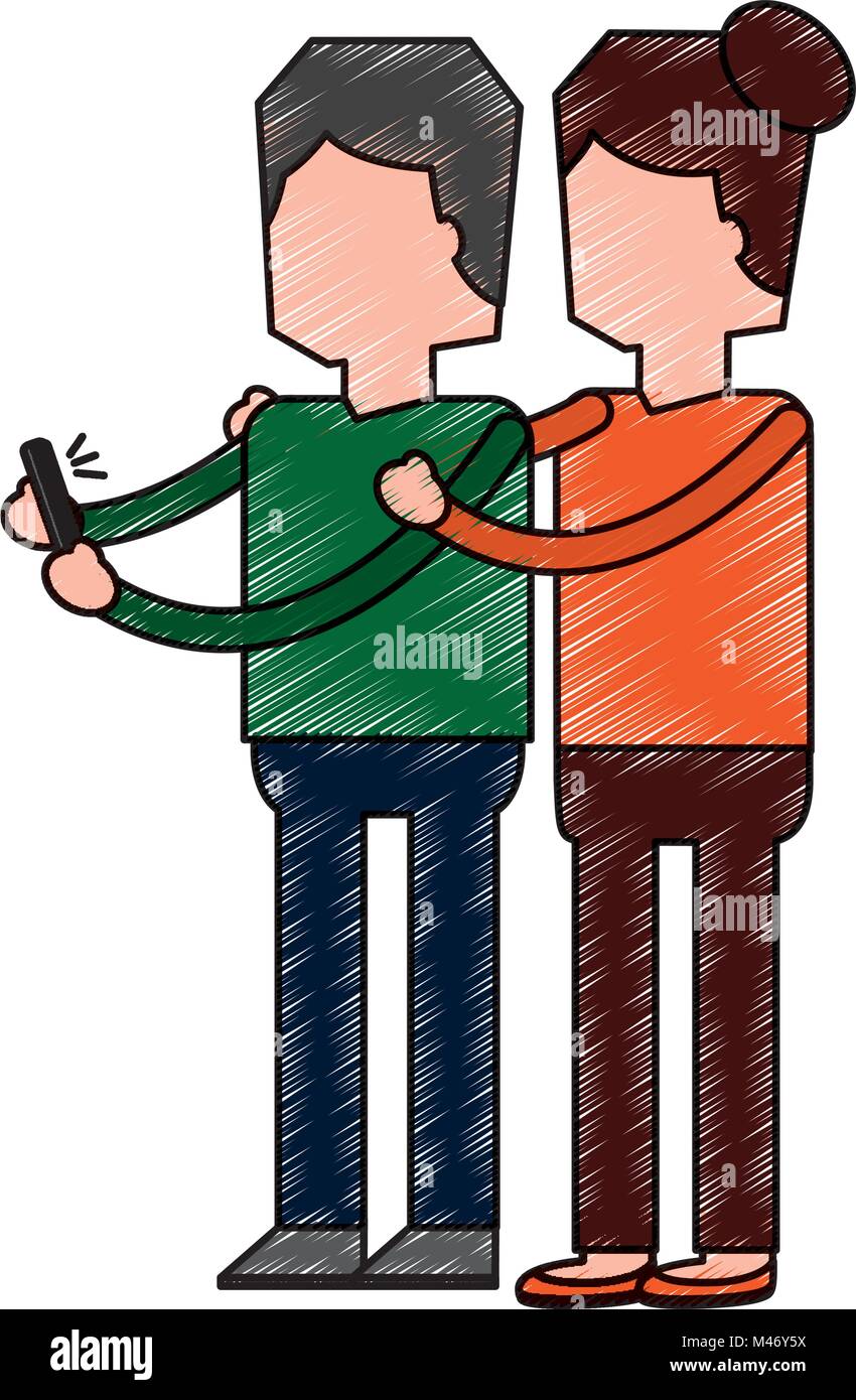 hand with smartphone chat message in screen vector illustration drawing ...