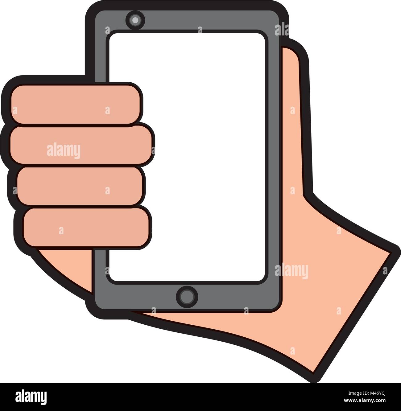 hand holding smartphone device technology vector illustration Stock ...