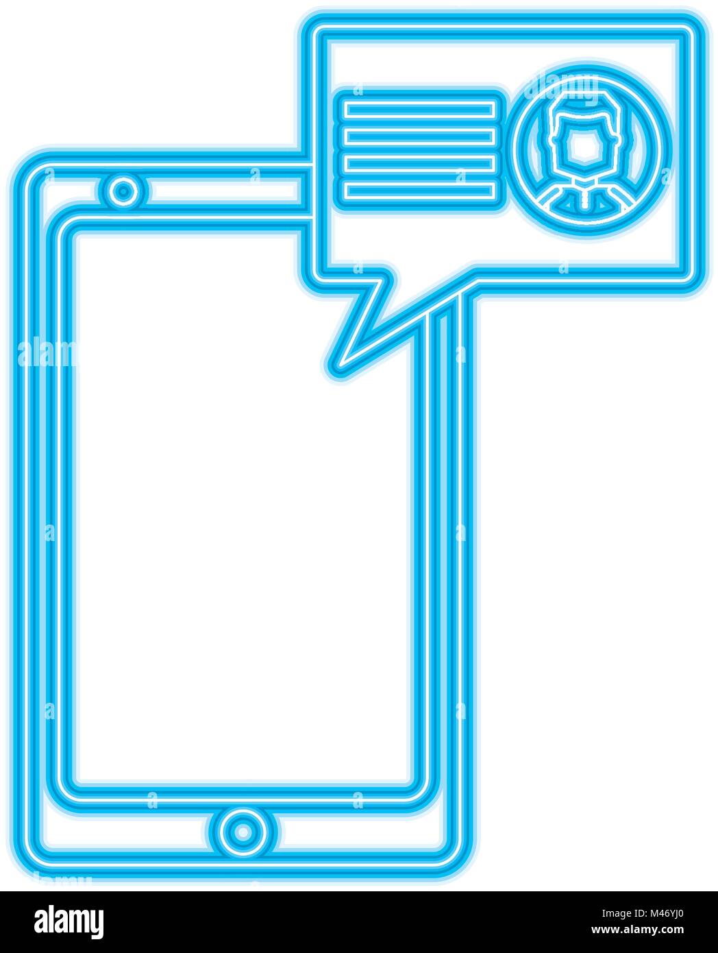 Blue line speech bubble phone Stock Vector Images - Alamy