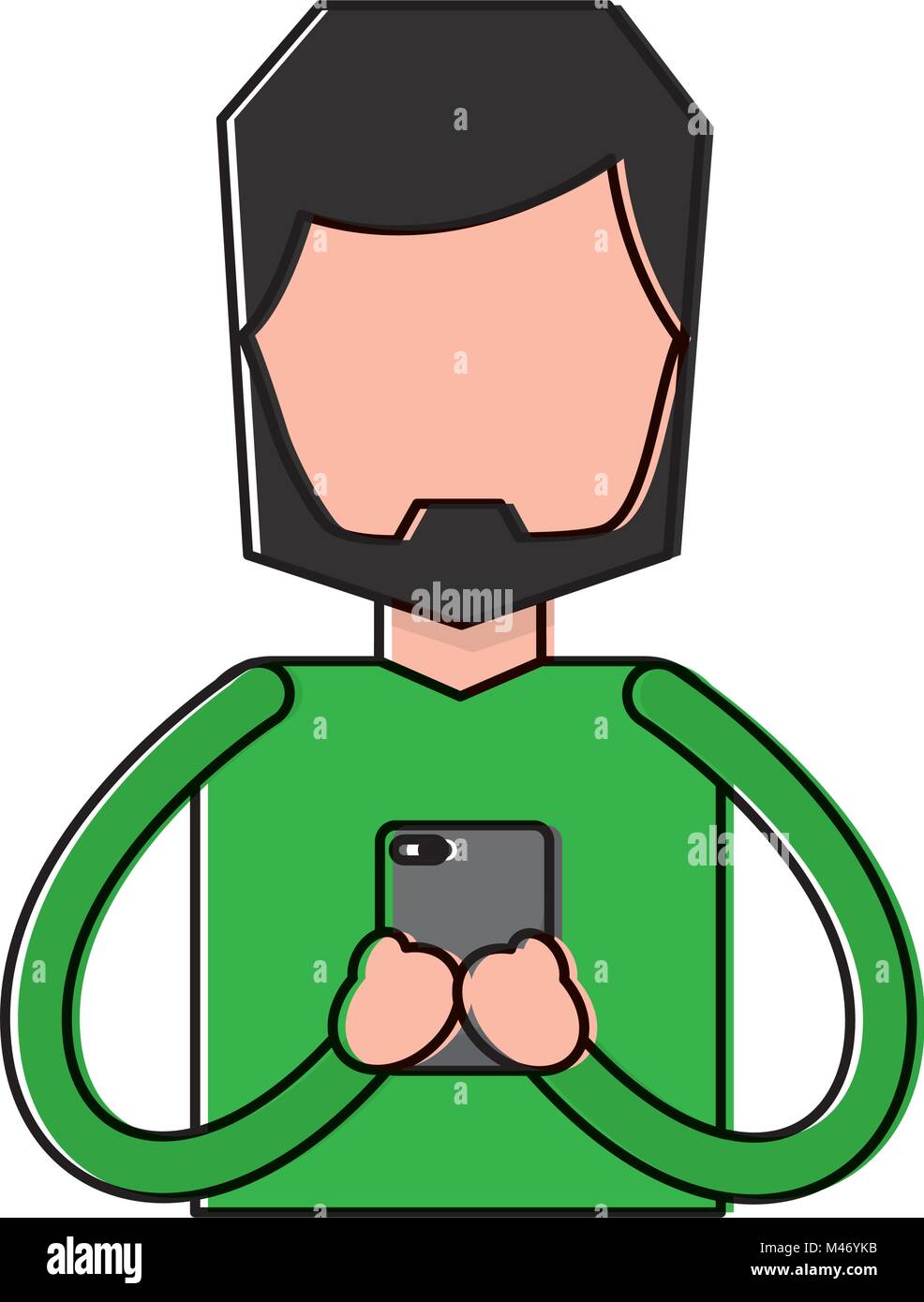 Using smartphone bearded man Stock Vector Images - Alamy