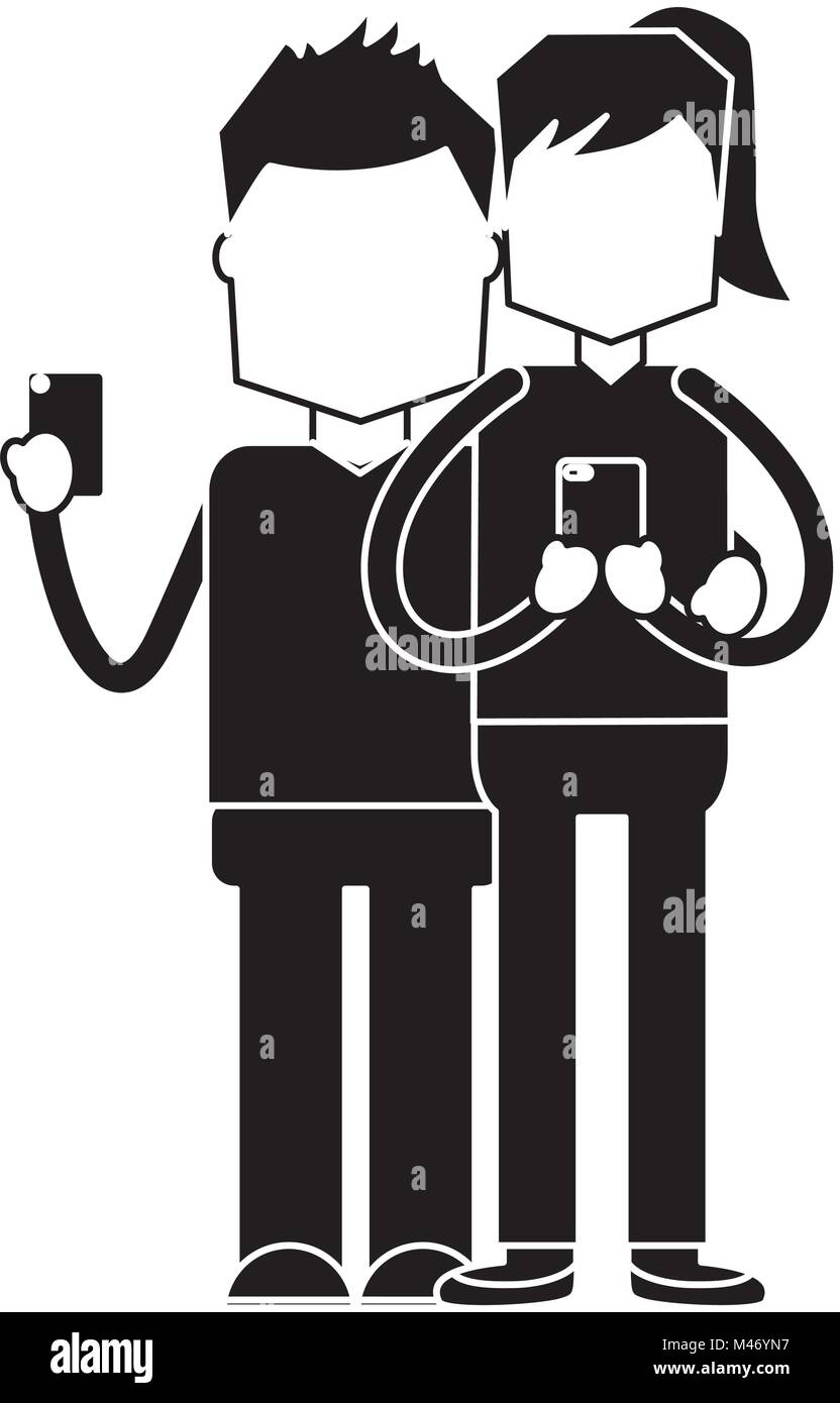 Woman And Man Holding Smartphone Stock Vector Image And Art Alamy