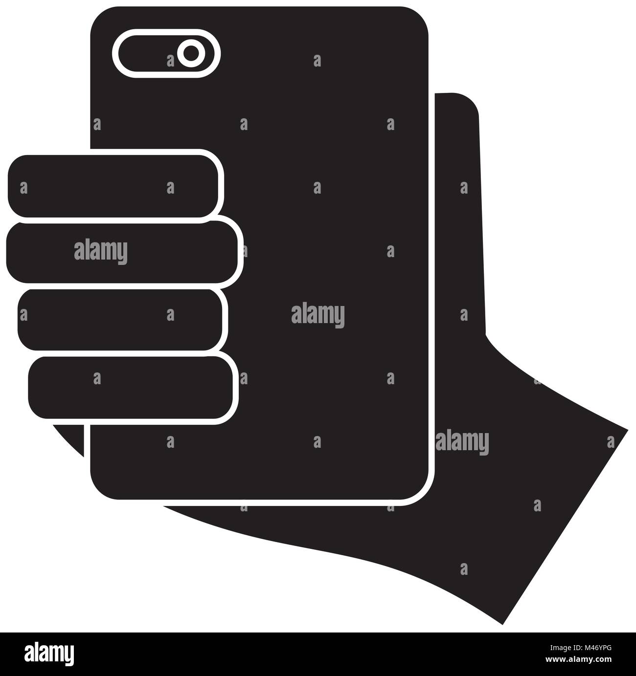 hand holding smartphone back view device Stock Vector Image & Art - Alamy