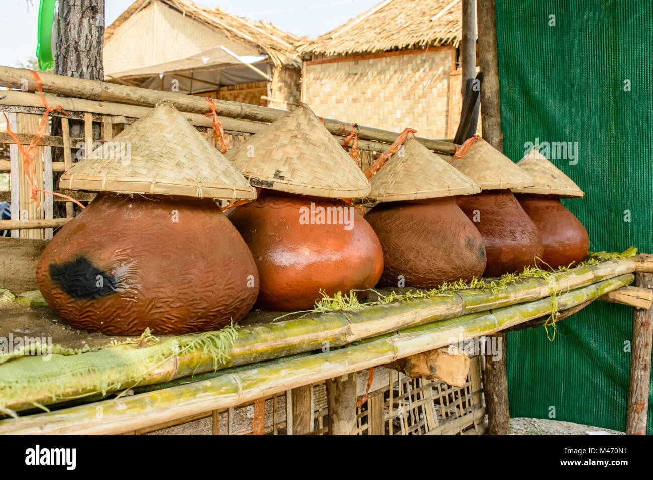 photo of drinking water pots, Myanmar culture Stock Photo - Alamy