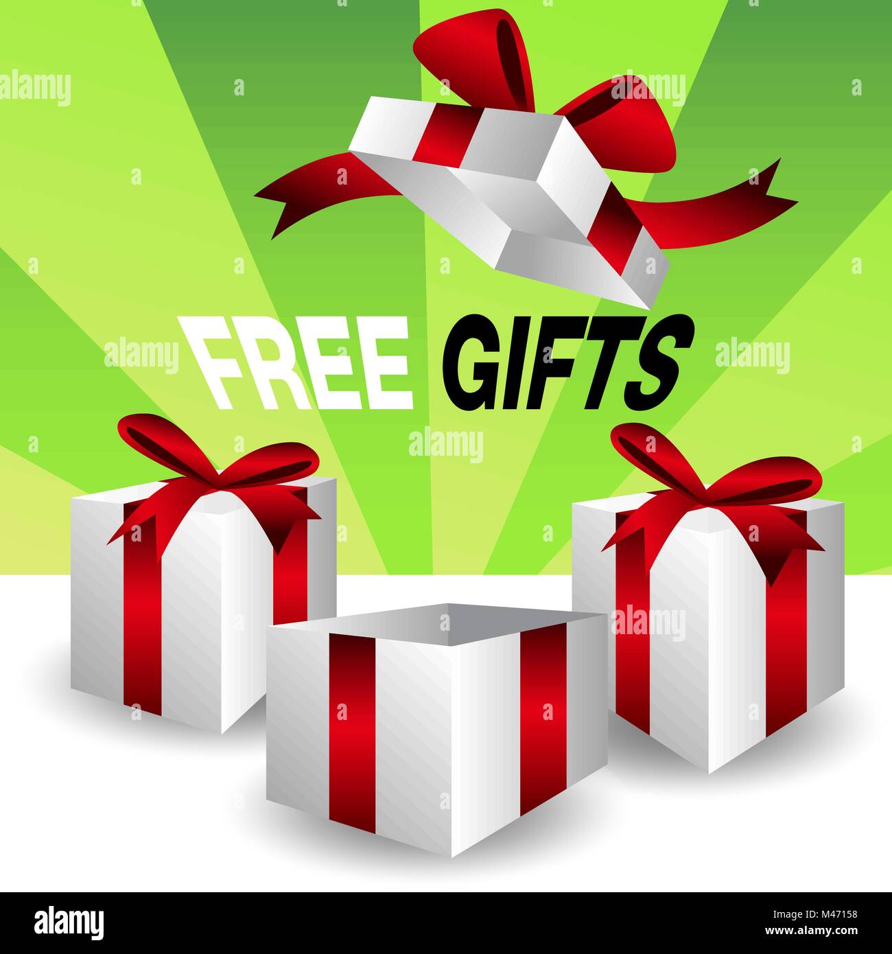 An image of Group of Free Gift Boxes with green energy background Stock ...