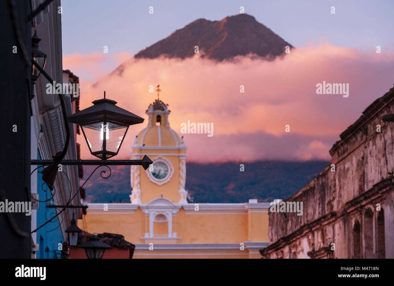 Colonial architecture in ancient Antigua Guatemala city, Central ...