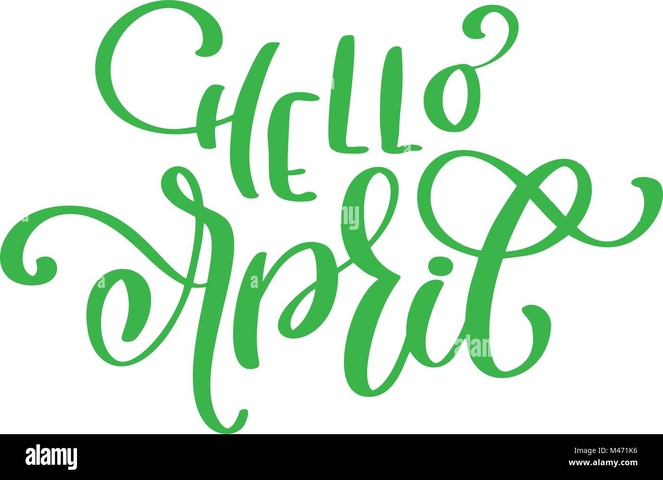 Hello april postcard. Seasonal lettering. Ink illustration. Modern ...