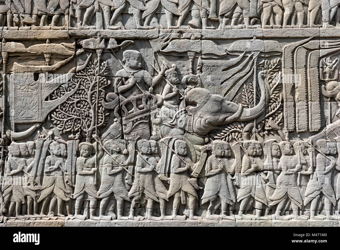 Bas-Reliefs at Bayon Temple, Angkor Thom, Cambodia Stock Photo - Alamy